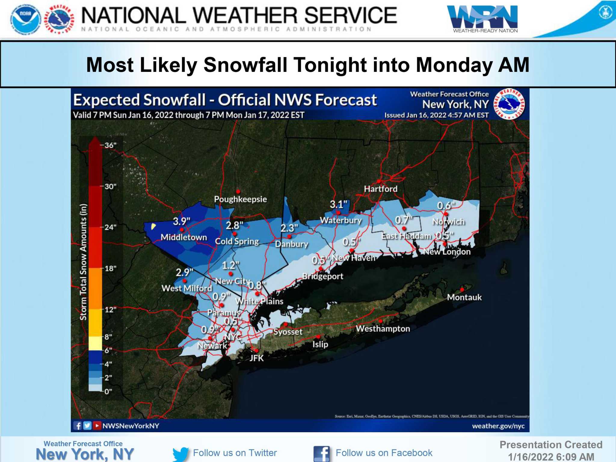 NWS: Snow has started falling Sunday night, freezing rain expected