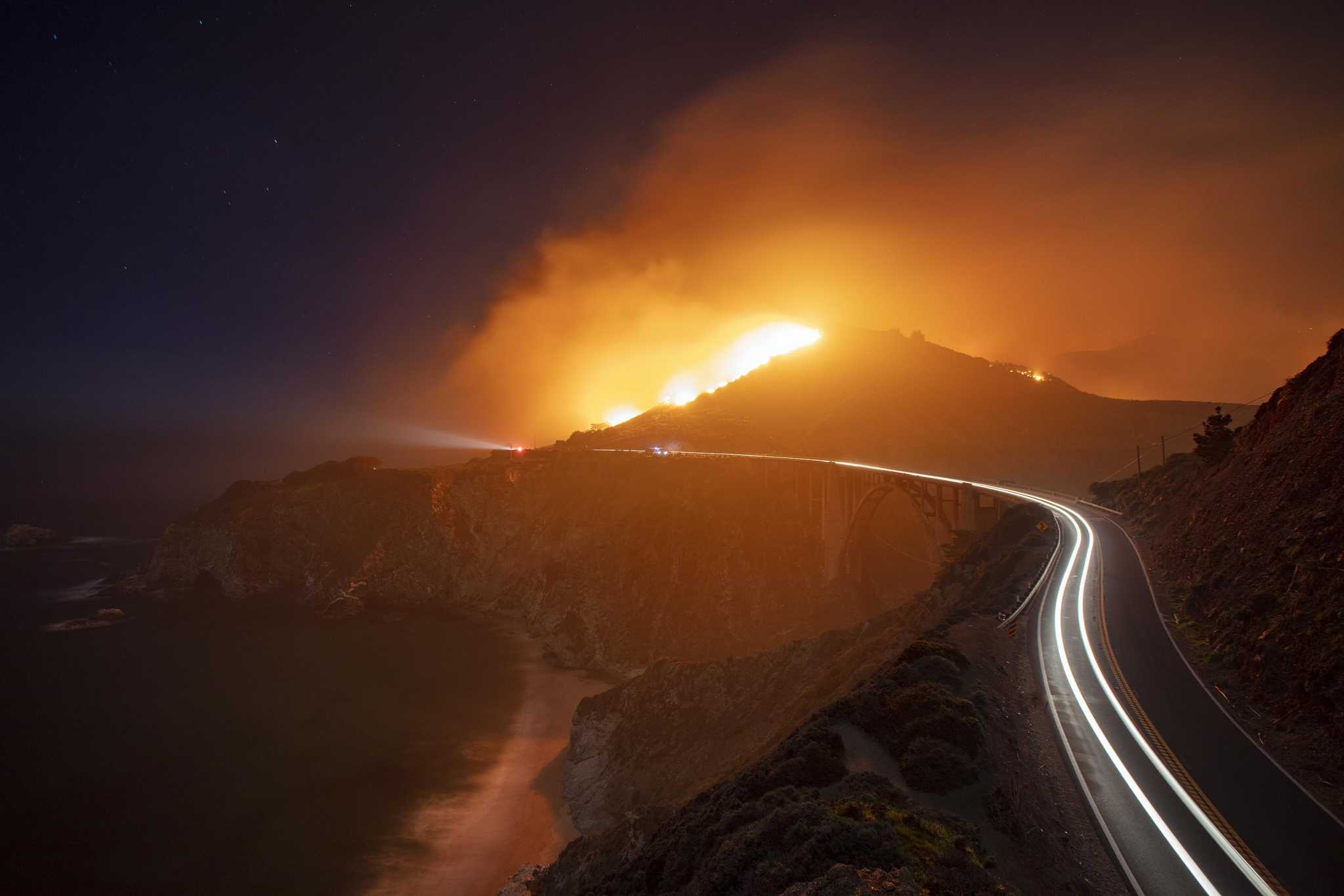 ‘Pretty surreal’ January wildfire closes Route 1 near Big Sur, photos ...