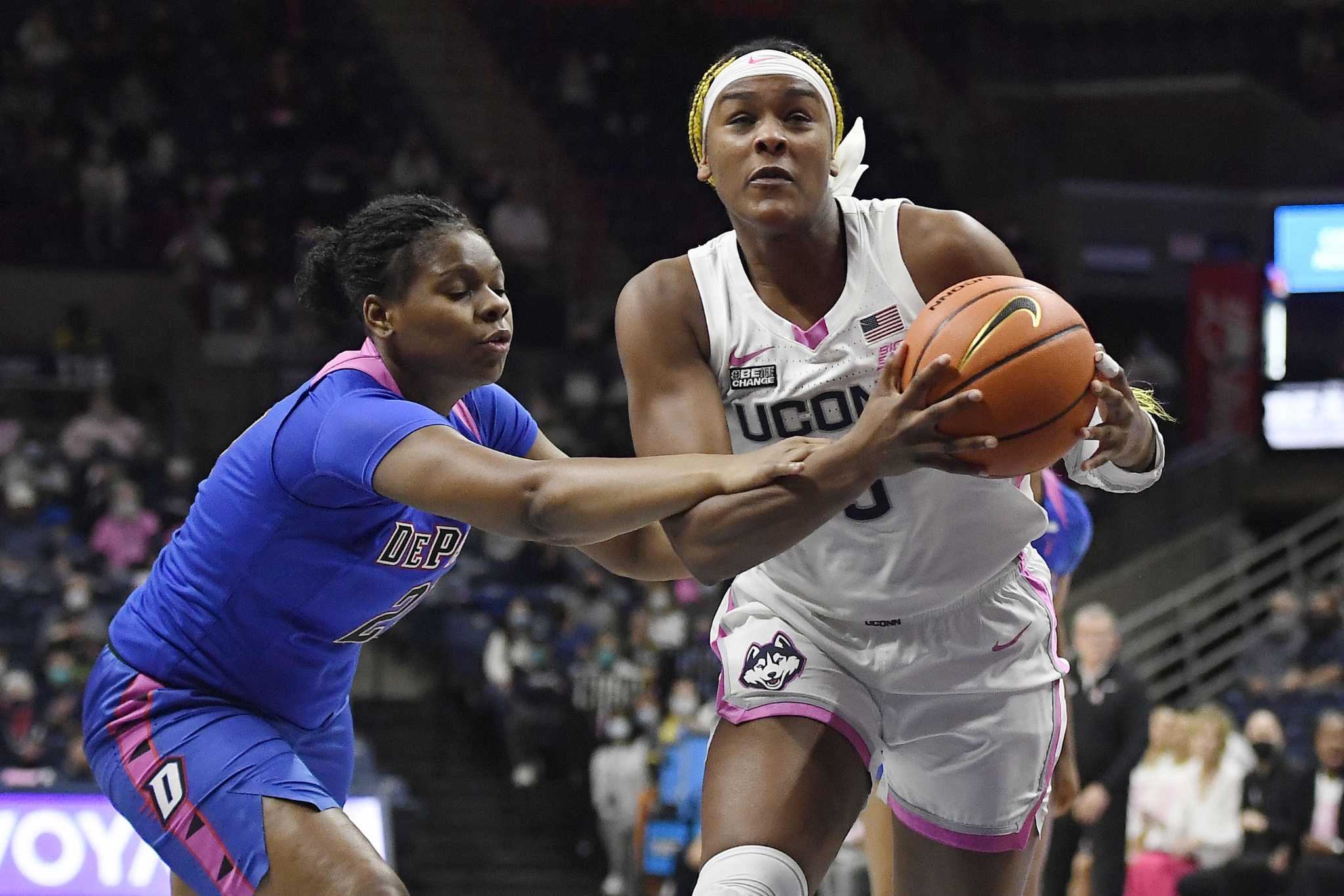 UConn women’s basketball sophomore Aaliyah Edwards a force vs. DePaul ...