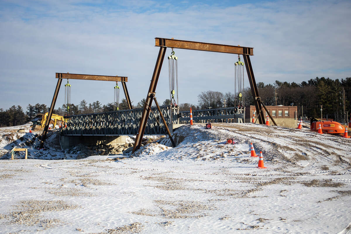 Photos: Close-up look at temporary bridge near Sanford Dam