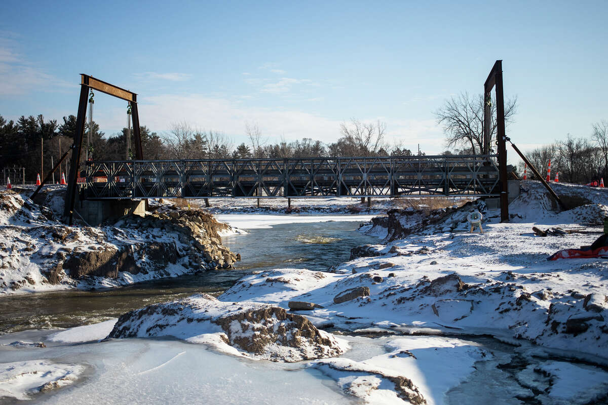 Photos: Close-up look at temporary bridge near Sanford Dam