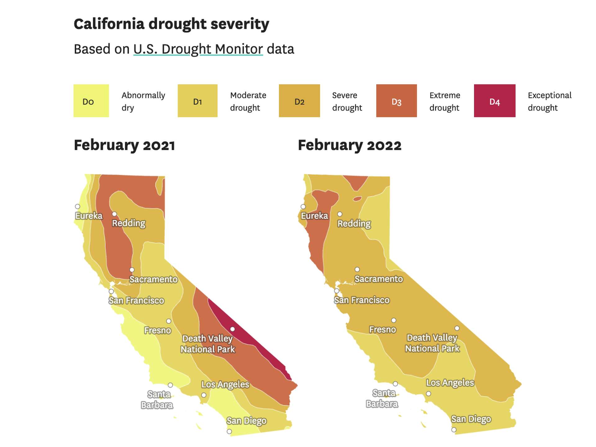 Calif Drought Map Which Parts Of California Are Out Of Drought?