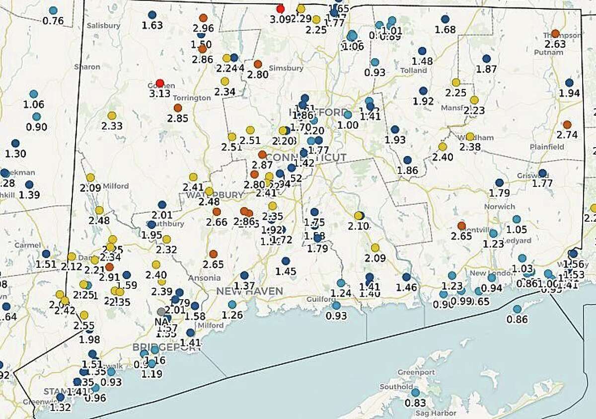 CT towns that got the most rain, strongest winds