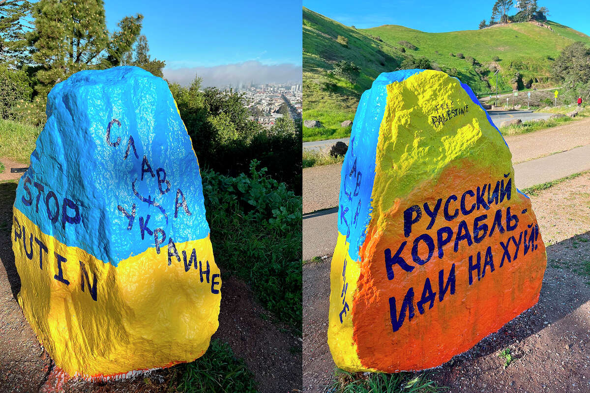 Famed Bernal rock in SF gets pro-Ukraine paint job