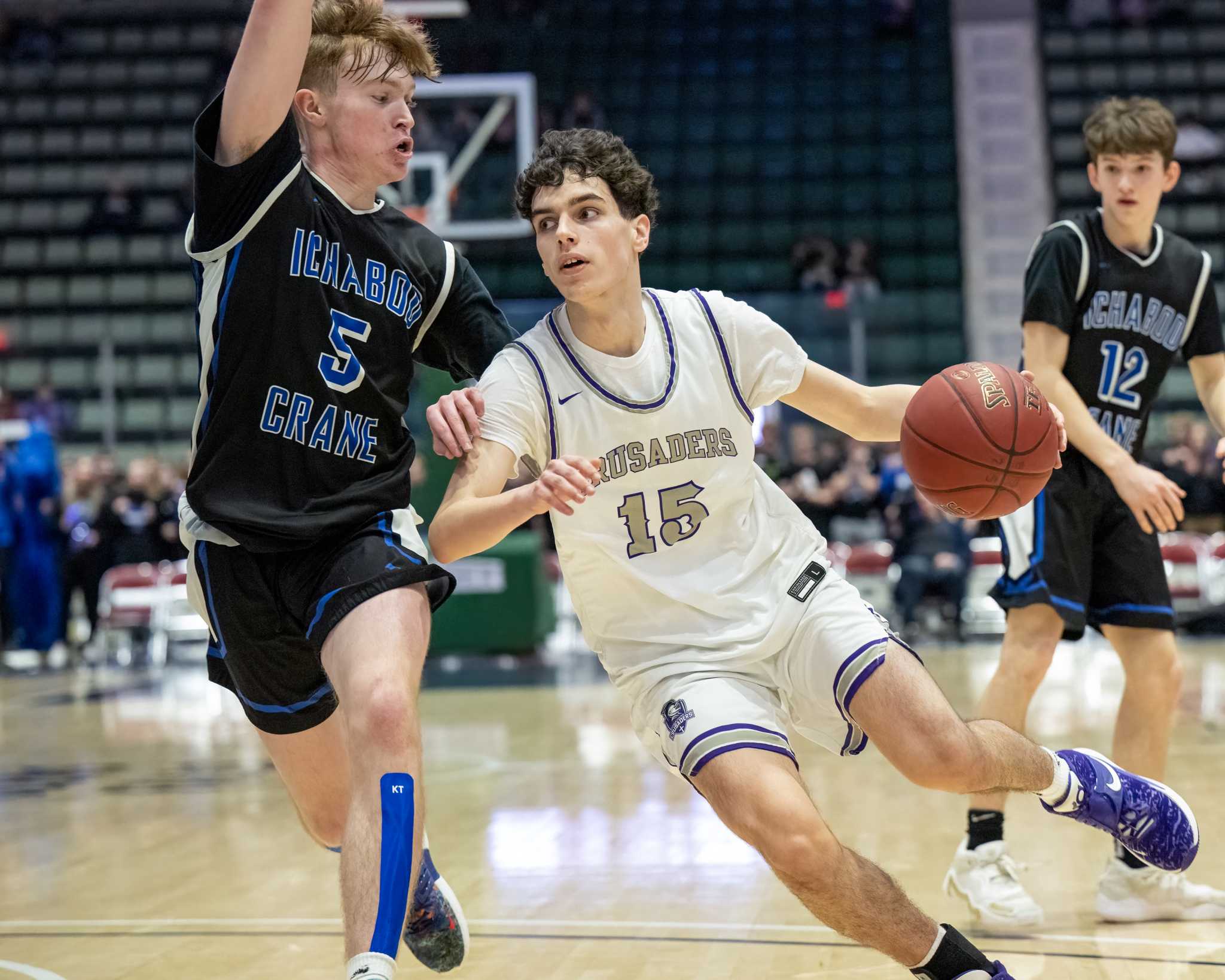 Alex Schmidt is making his point for Ichabod Crane boys' basketball