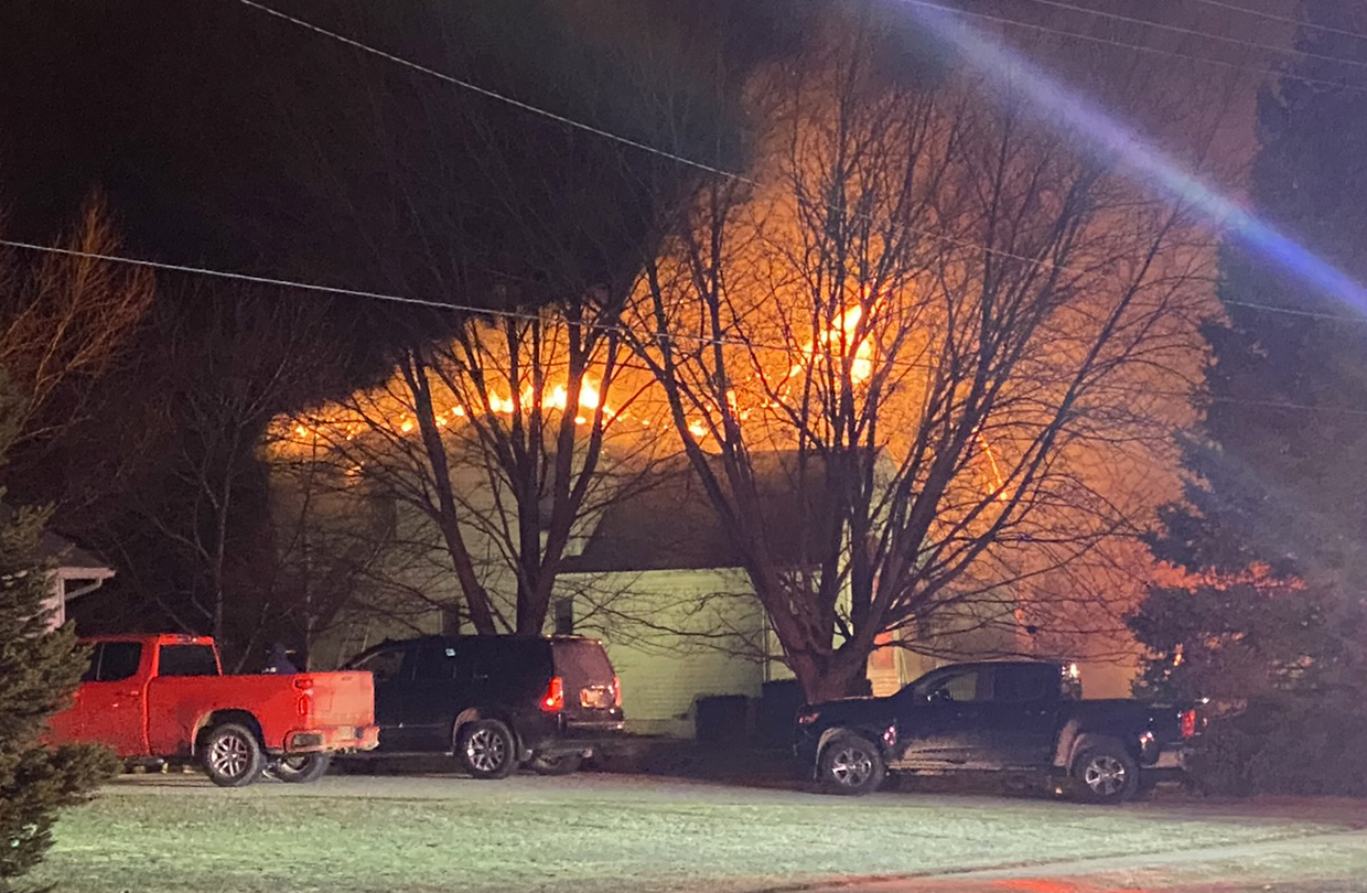 Crews battle house fire in Bad Axe