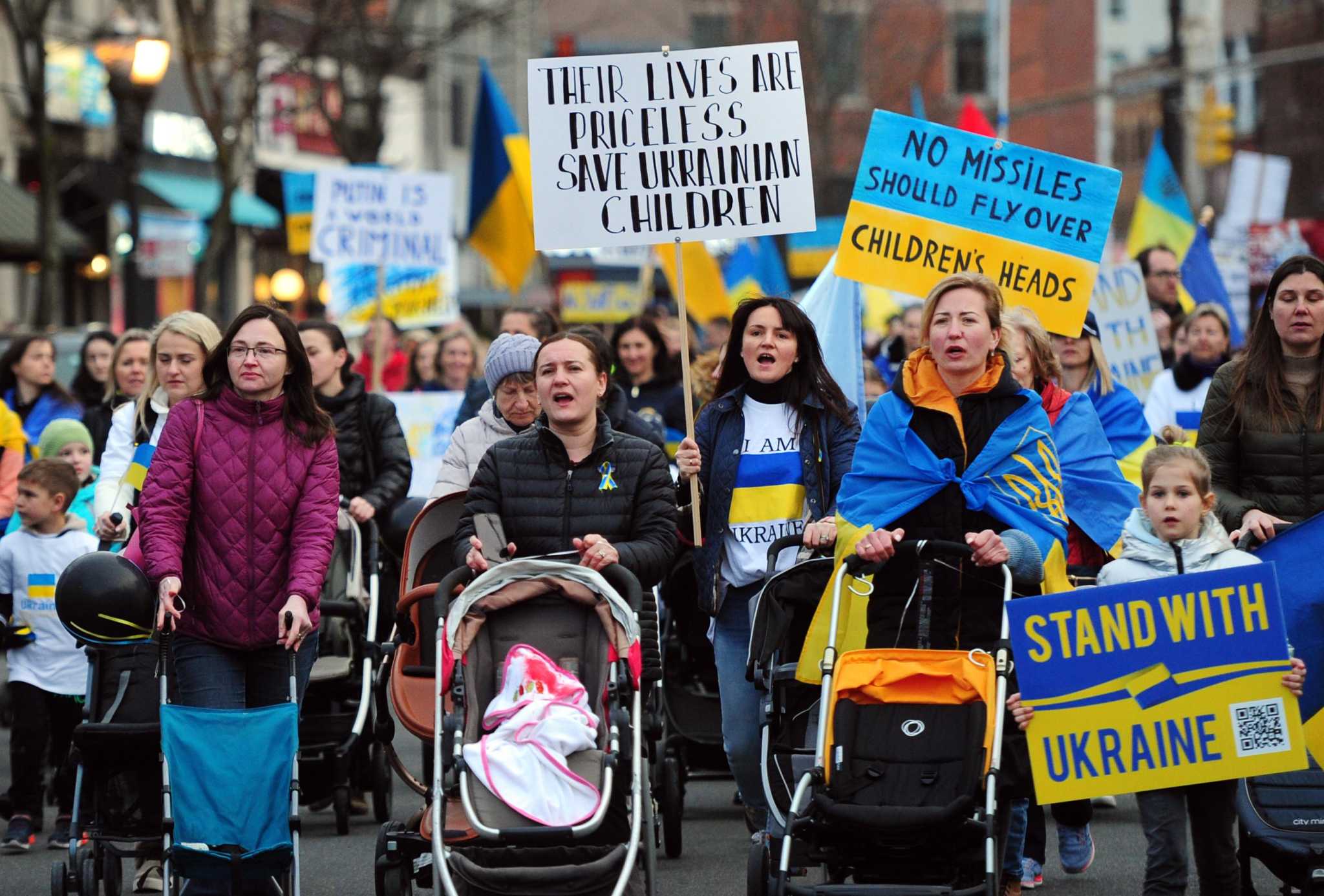 In Photos: March for peace for Ukraine draws 100+ crowd in Stamford