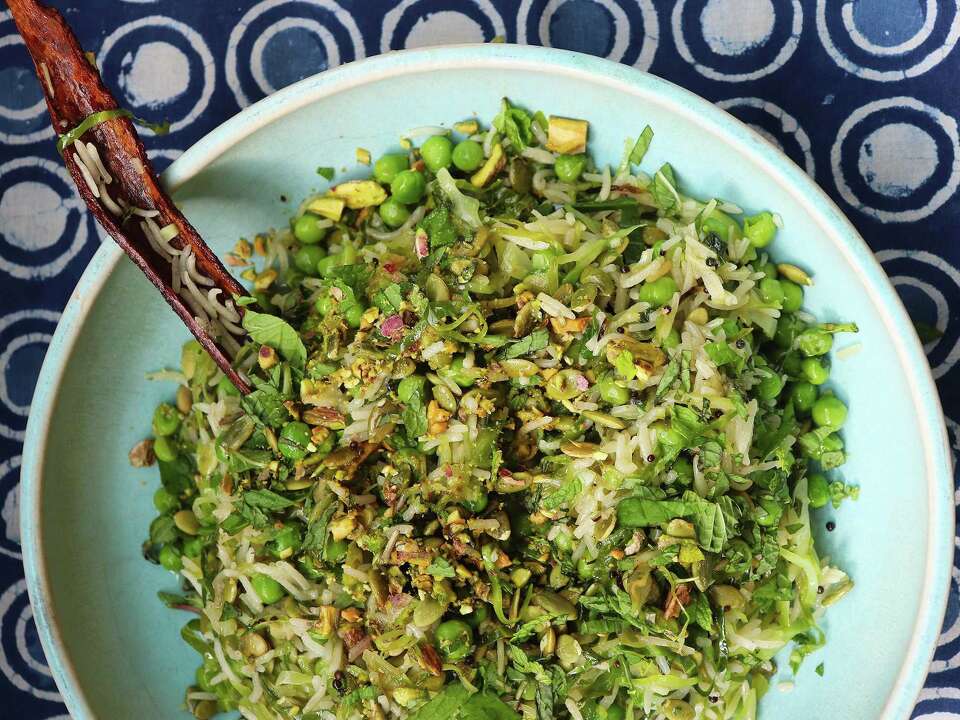 This spring pilaf uses more cabbage, less rice for healthier option