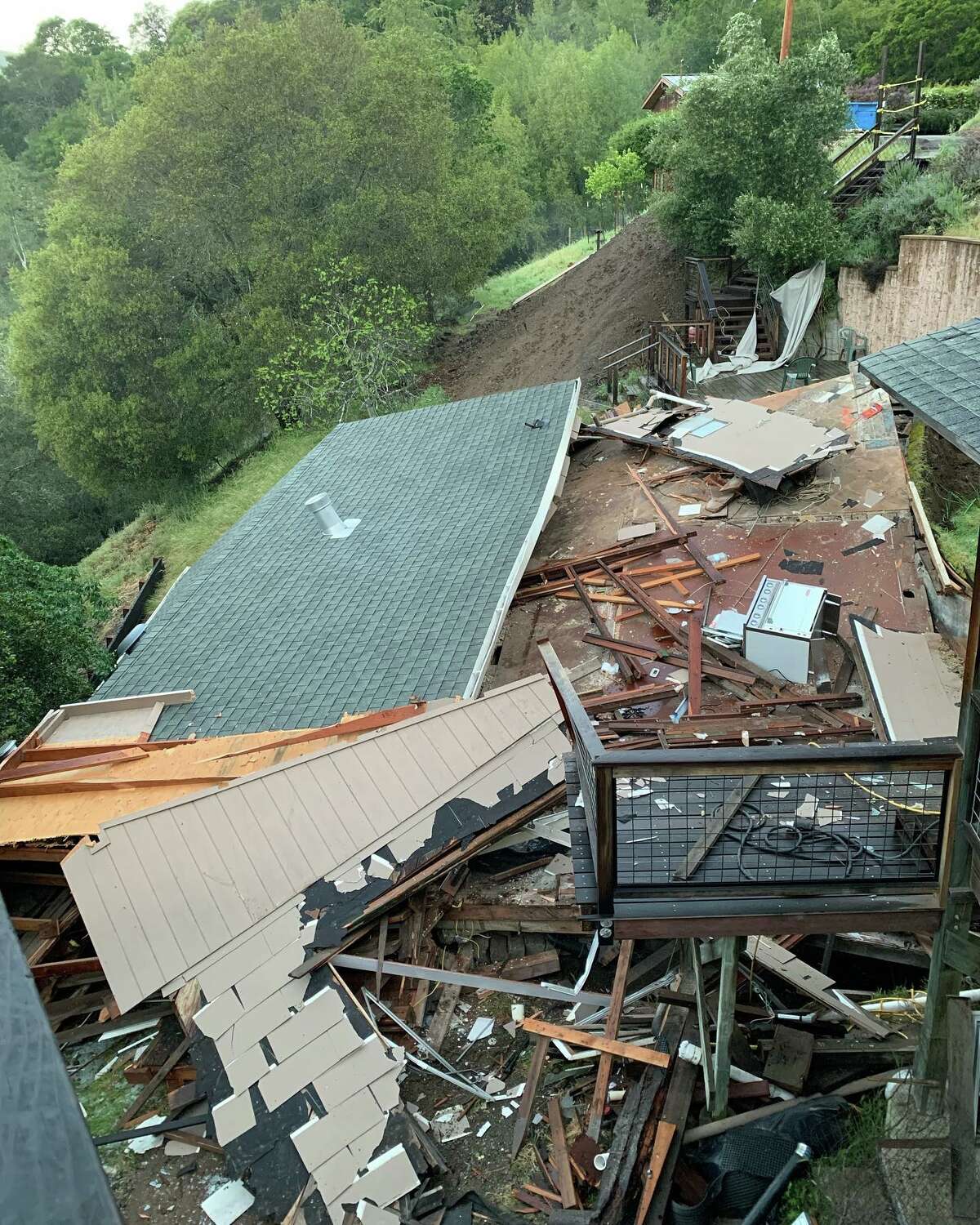Marin County house fully collapses to the ground after soaking rain