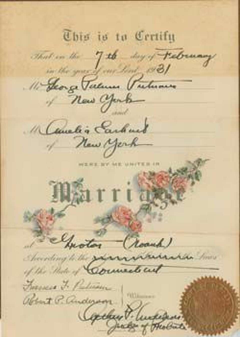 Amelia Earhart's 'Secret' Connecticut Wedding