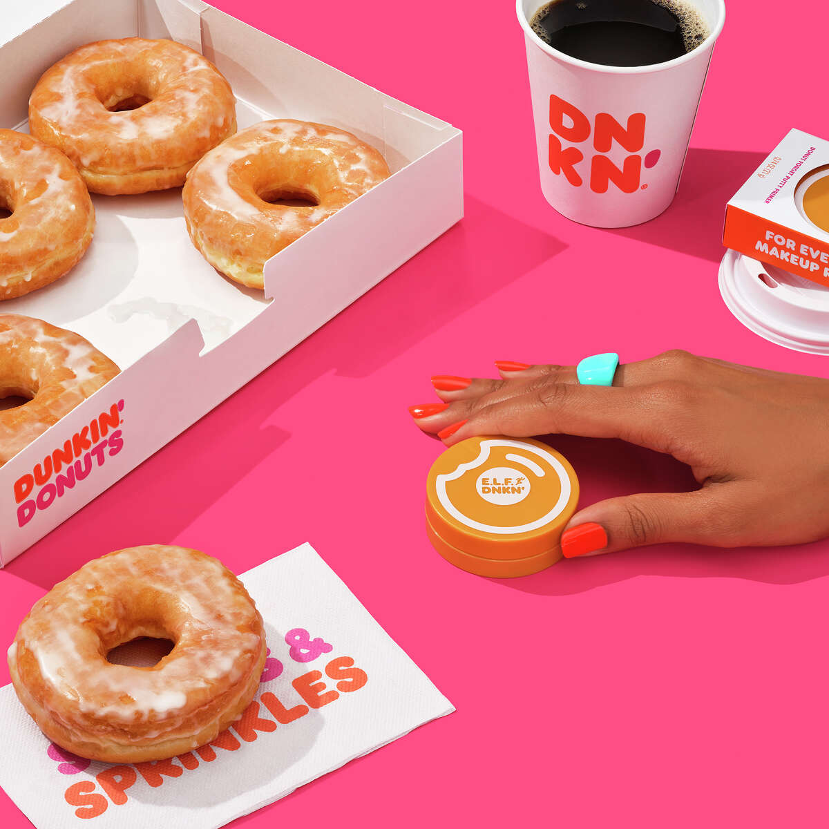 It's here! The Dunkin' x e.l.f. cosmetics collaboration