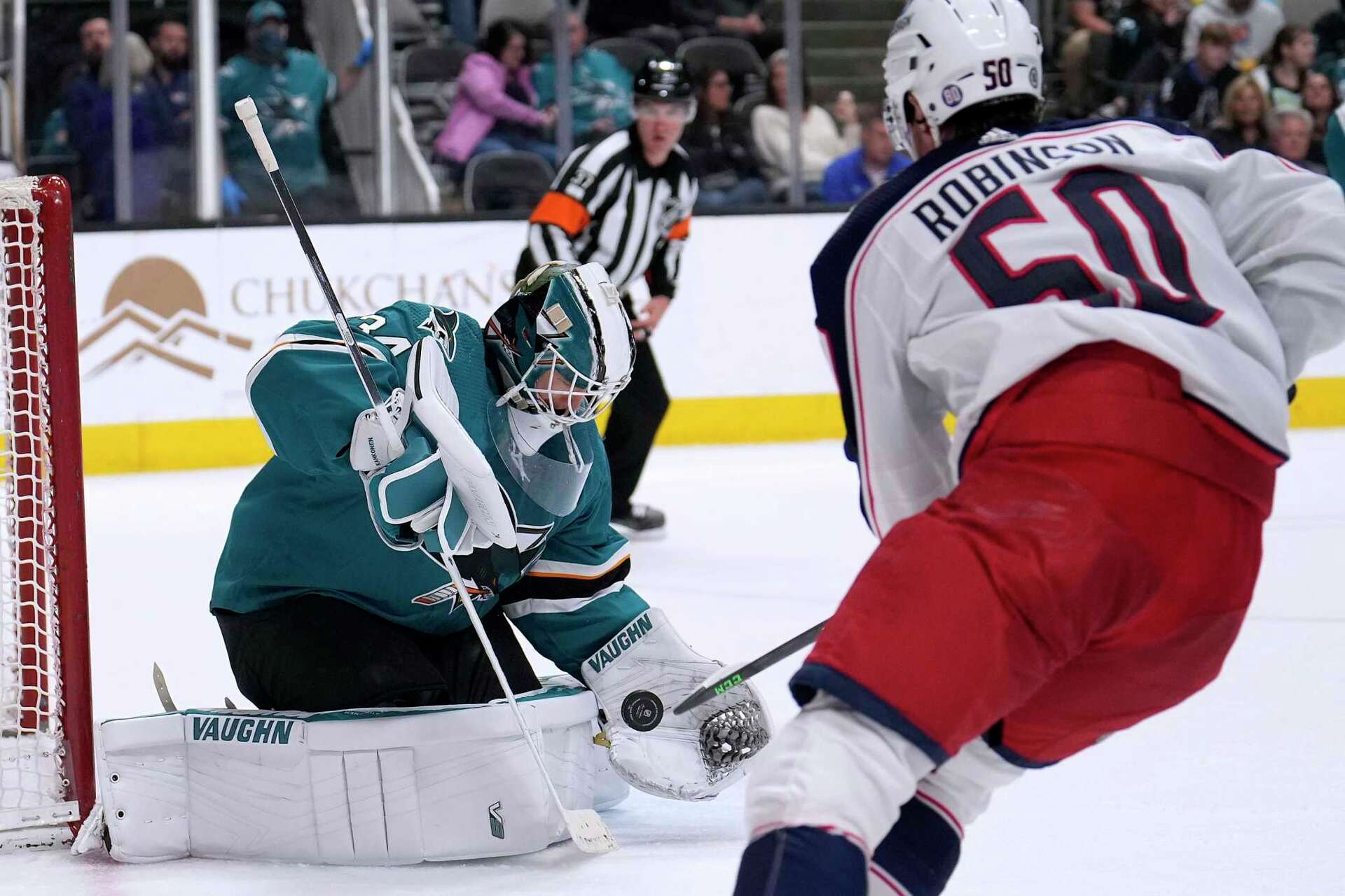 Sharks’ rookie-filled lineup beats Columbus 3-2 to snap 10-game losing ...