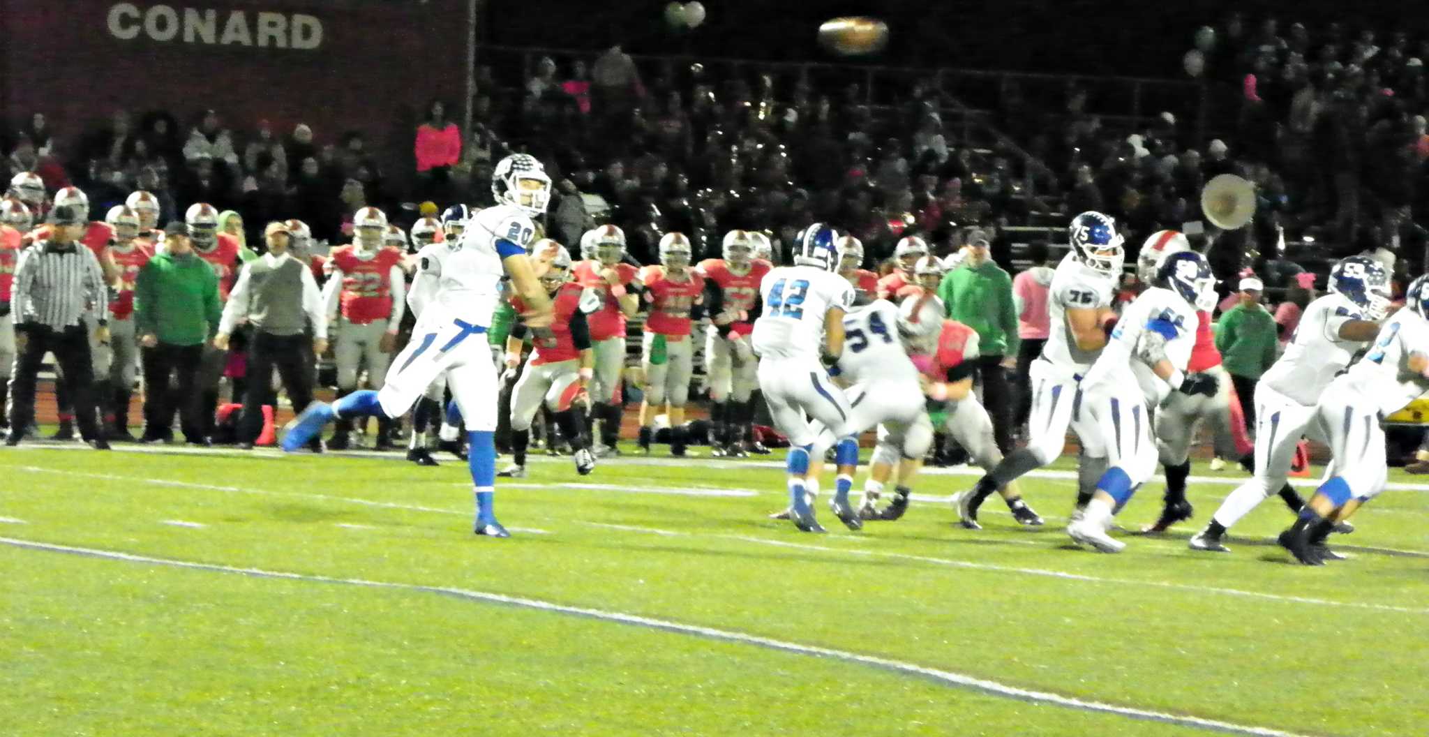 Football: No. 1 Southington recovers, pulls away from Conard in second half