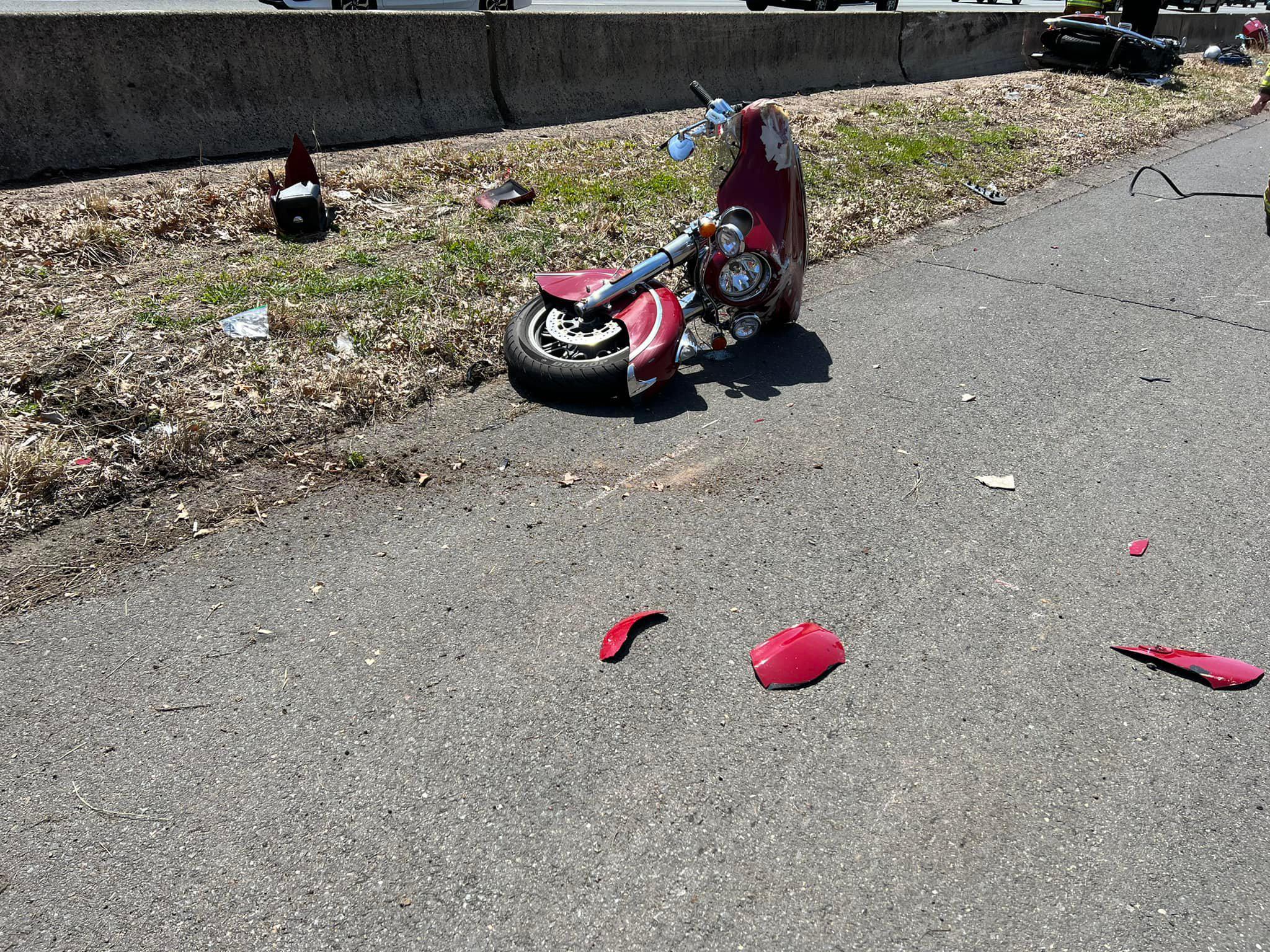 Police: Motorcycle split in half in crash on I-84 in Vernon
