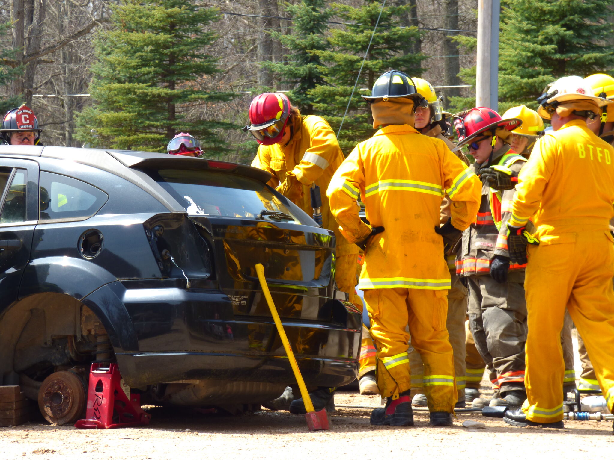 Firefighters crack open cars for auto extrication training