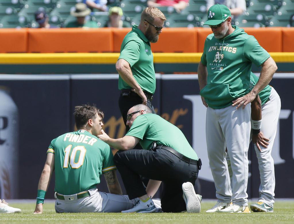 A’s Chad Pinder clears concussion protocol after collision