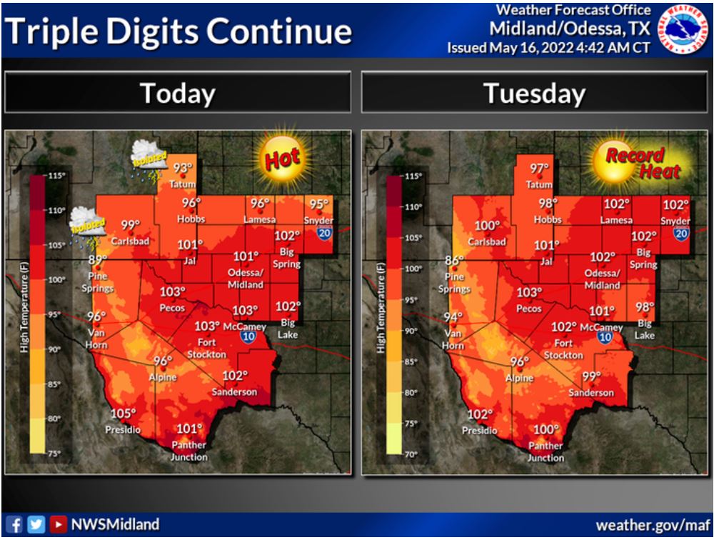 National Weather Service: 100-degree days expected through Thursday in ...