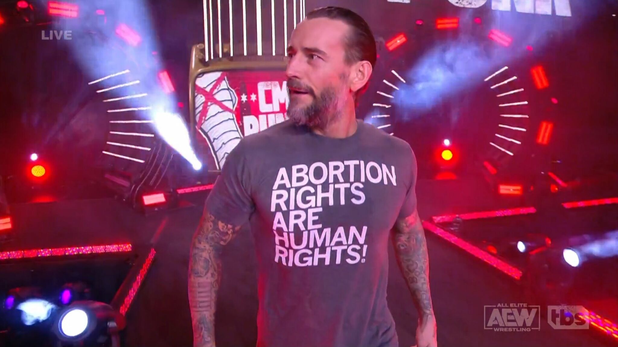 Wrestling star CM Punk rocks 'abortion rights' shirt during match in ...