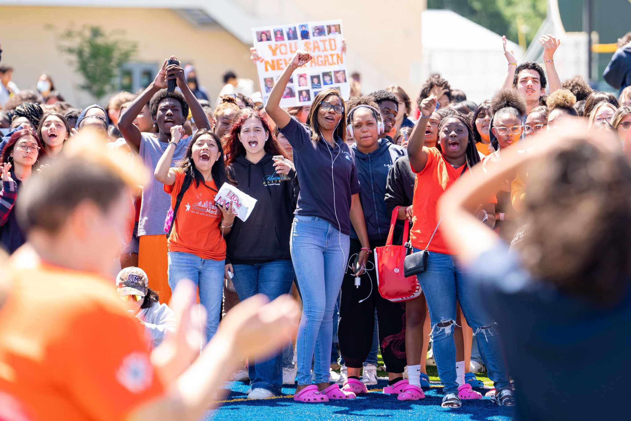 Lamar students protest gun violence with walkout after Uvalde