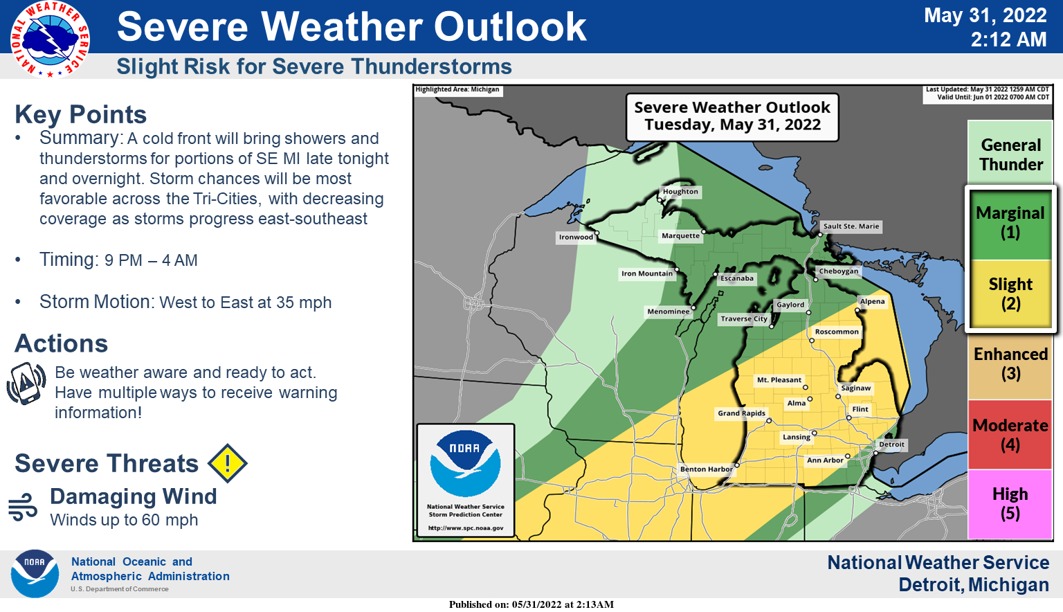 Severe thunderstorms possible for most of Michigan