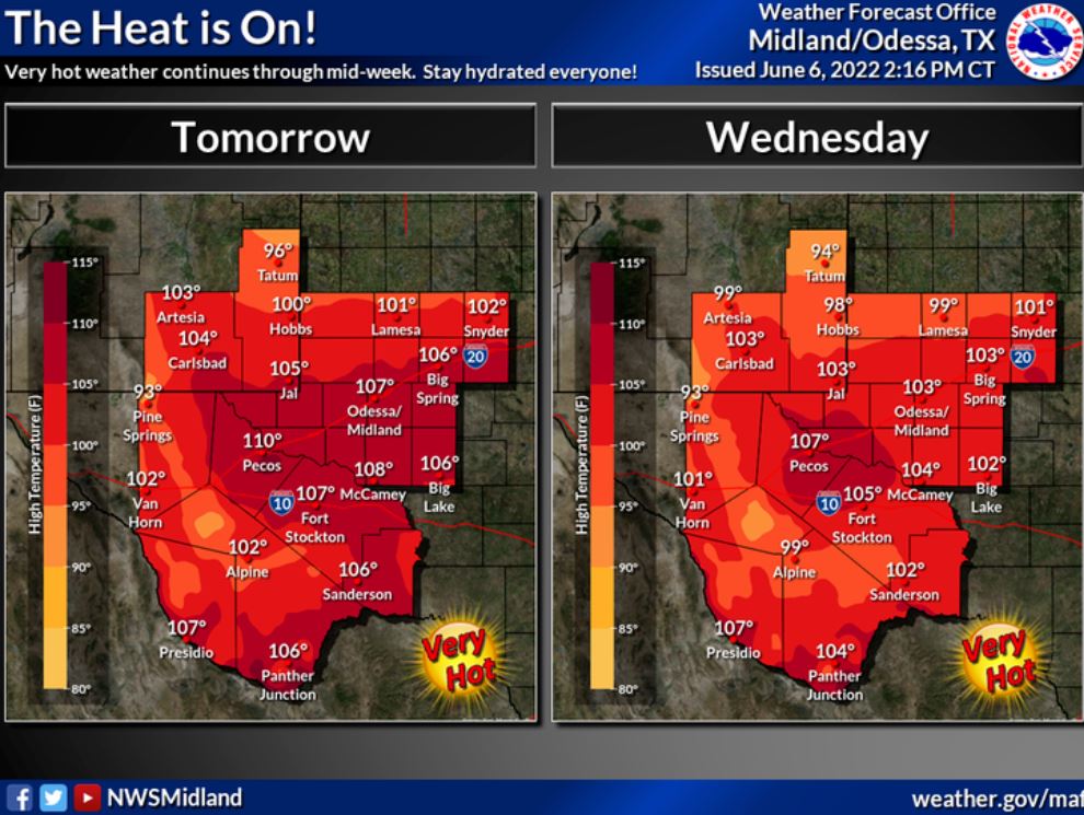 National Weather Service: High temperature to reach 107 in Midland