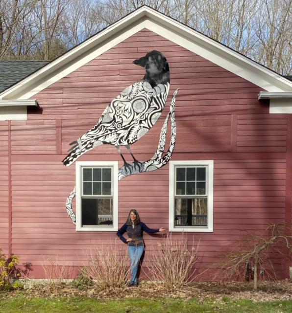Danielle Mailer’s ‘Night Bird’ painted on arts center barn