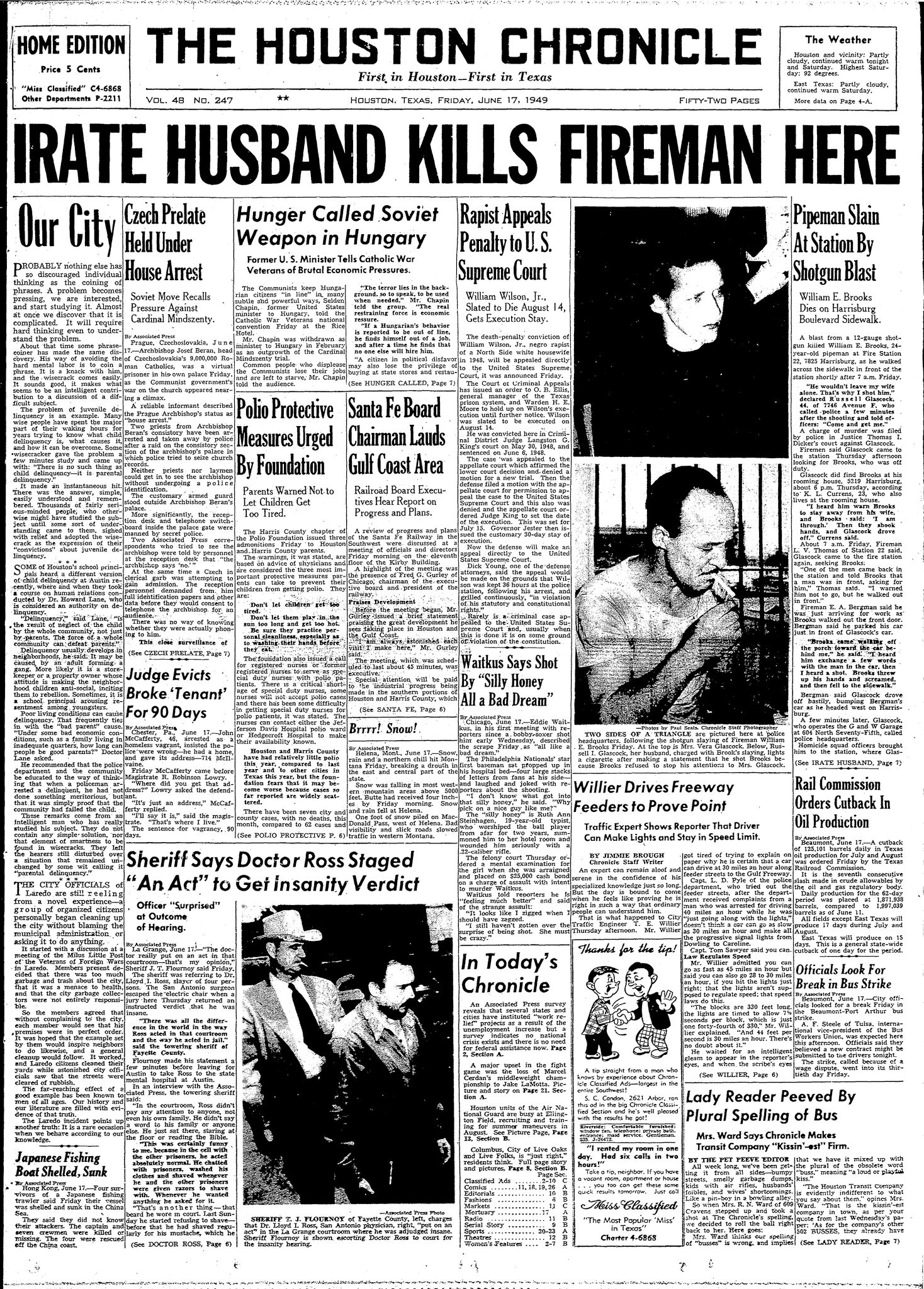 This Day In Houston History June 17 1949 Fireman Gunned Down For This Day In Houston History June 17 1949 Fireman Gunned Down For