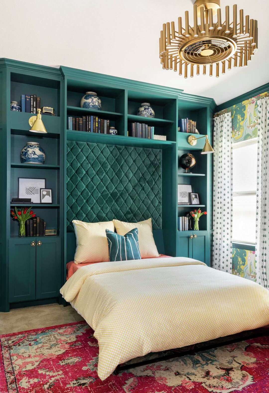 A Katy home's drab living space is updated with color, design
