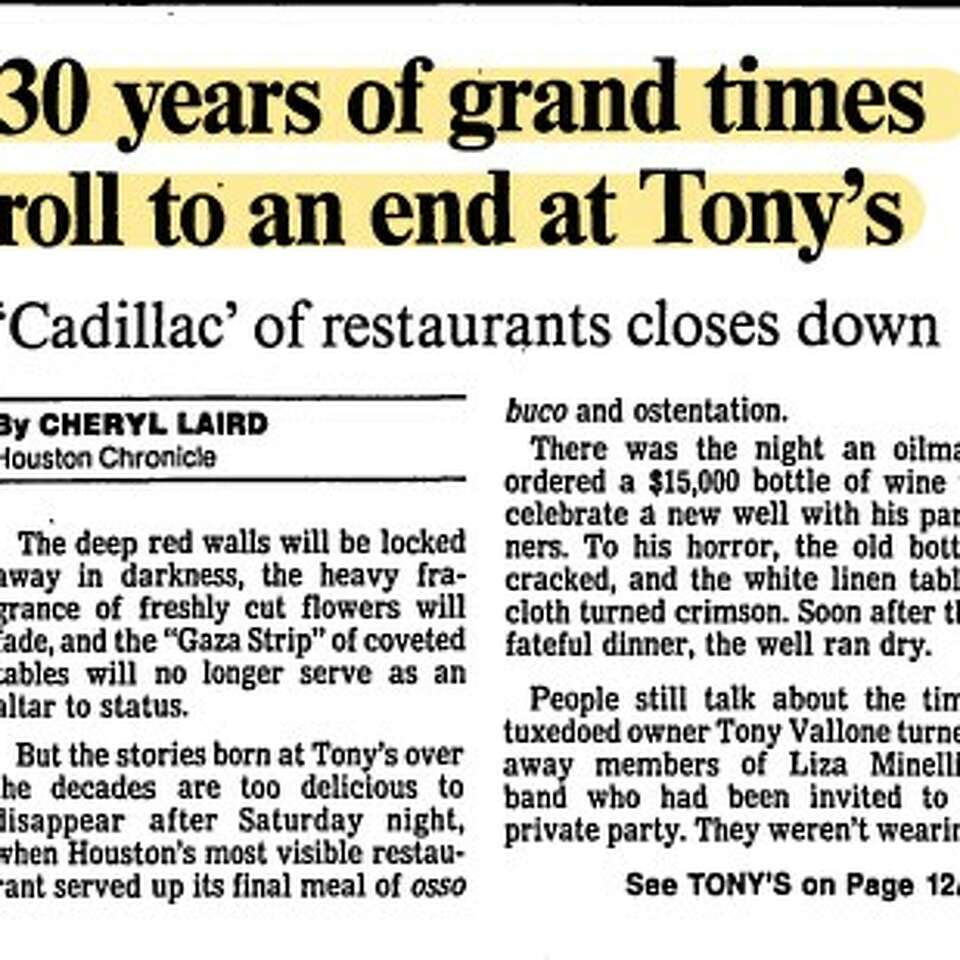 The wild history of Tony's in Houston over the decades