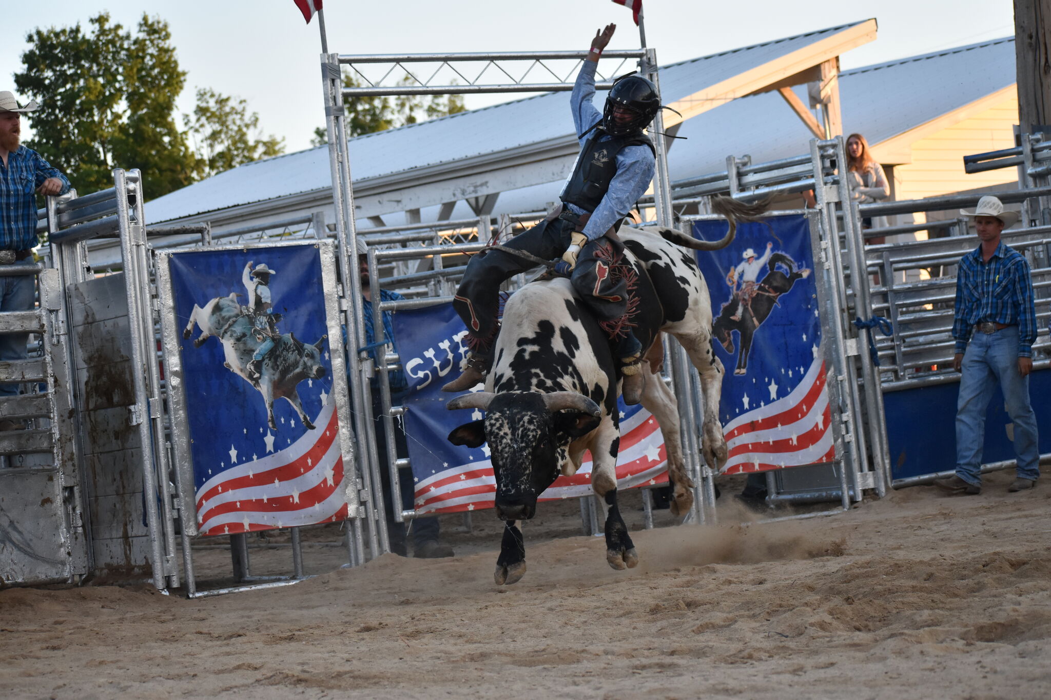 Three riders complete the full eight seconds at the Super Kicker Rodeo