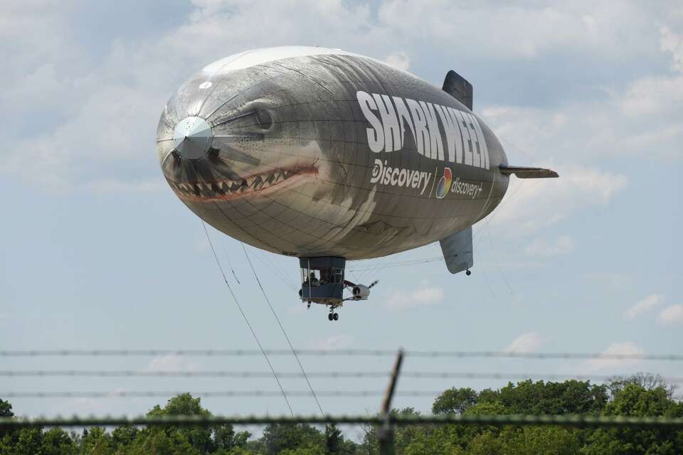 In Photos: Shark Week blimp fuels up in Stratford