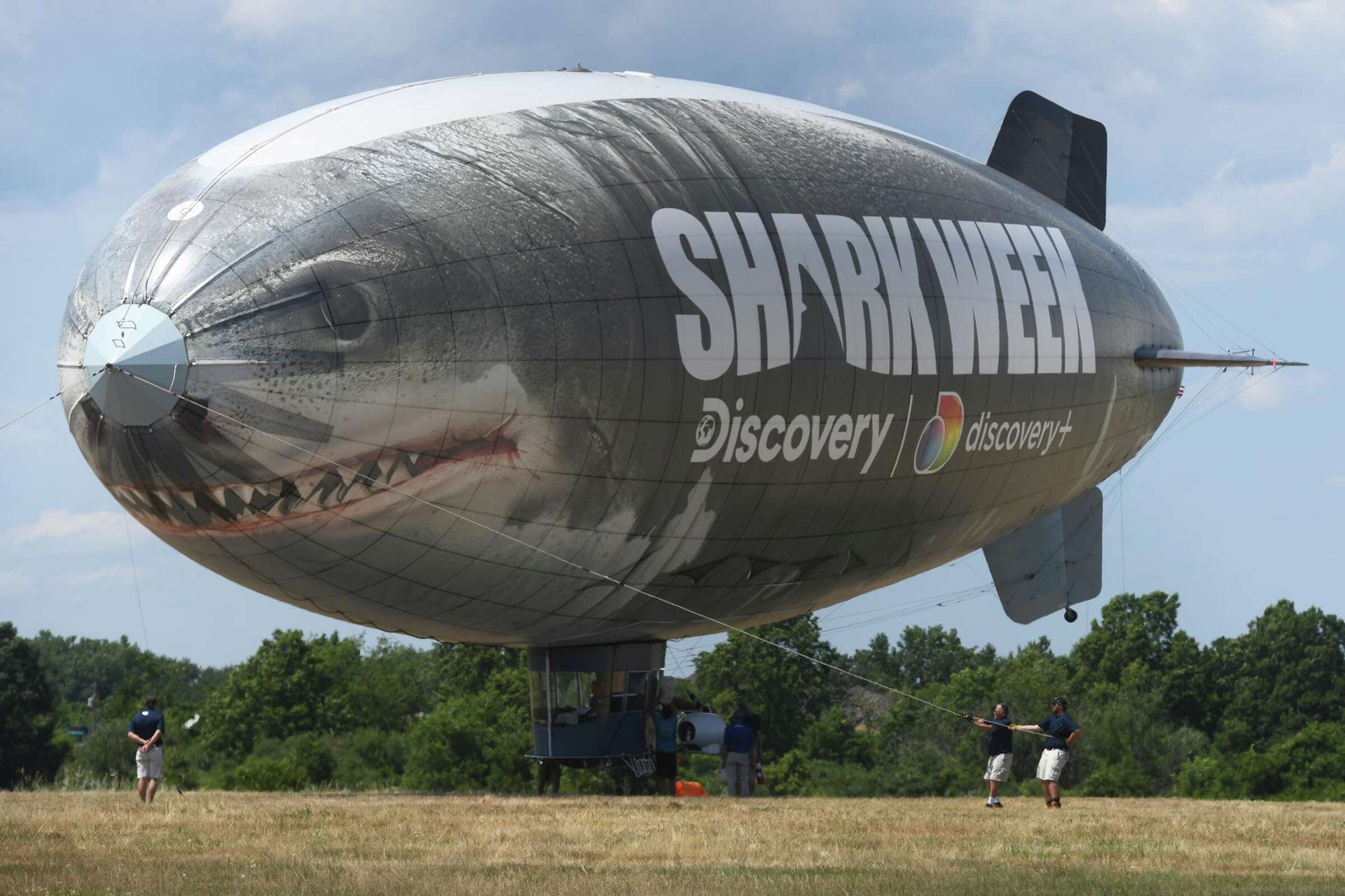 In Photos: Shark Week blimp fuels up in Stratford
