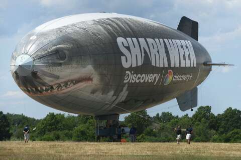 In Photos: Shark Week blimp fuels up in Stratford