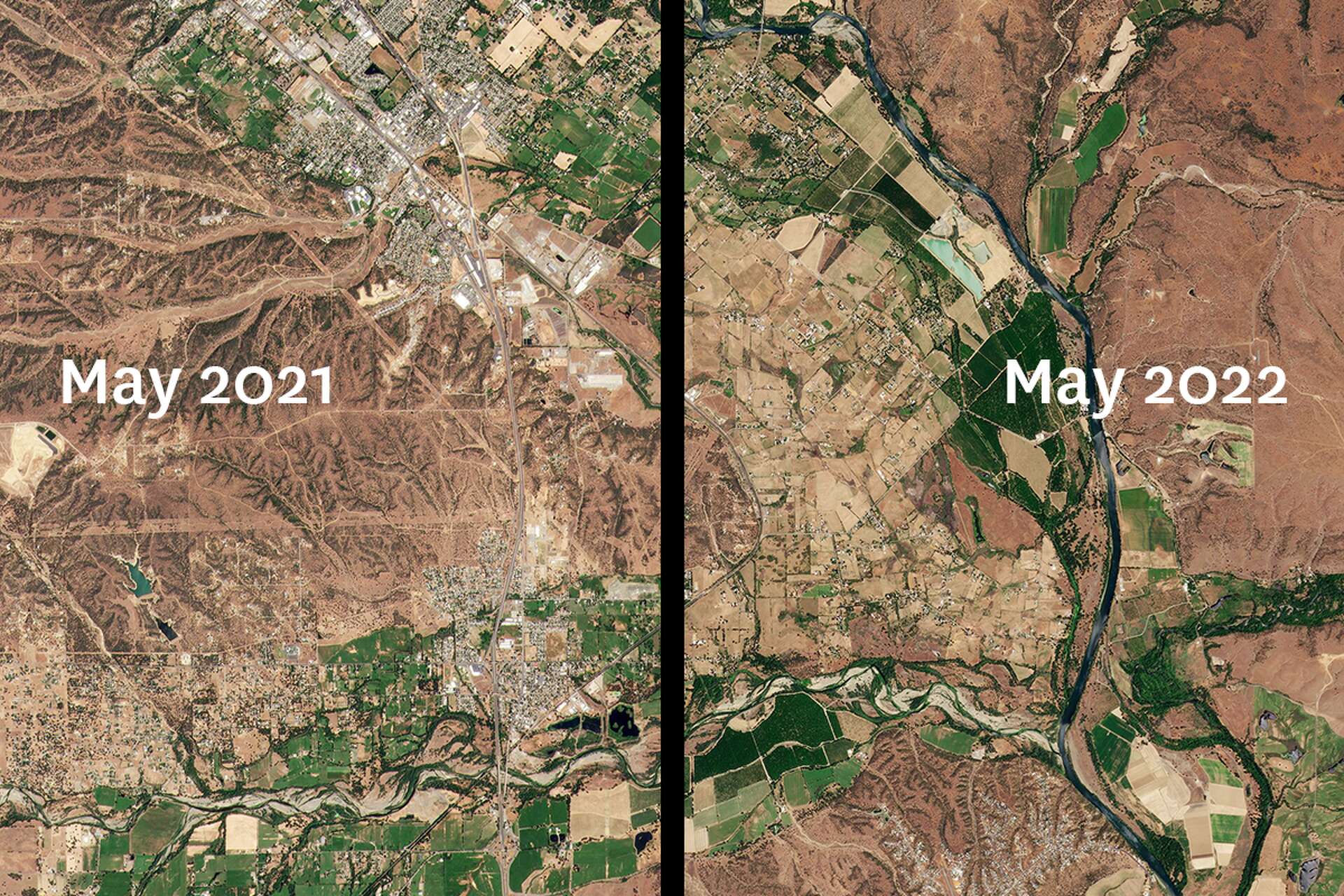 California drought: Before and after satellite images show devastating ...
