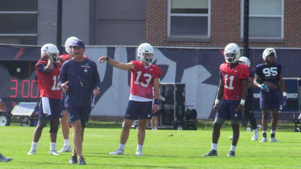 UConn football coach Jim Mora brings passion to his first fall practice ...