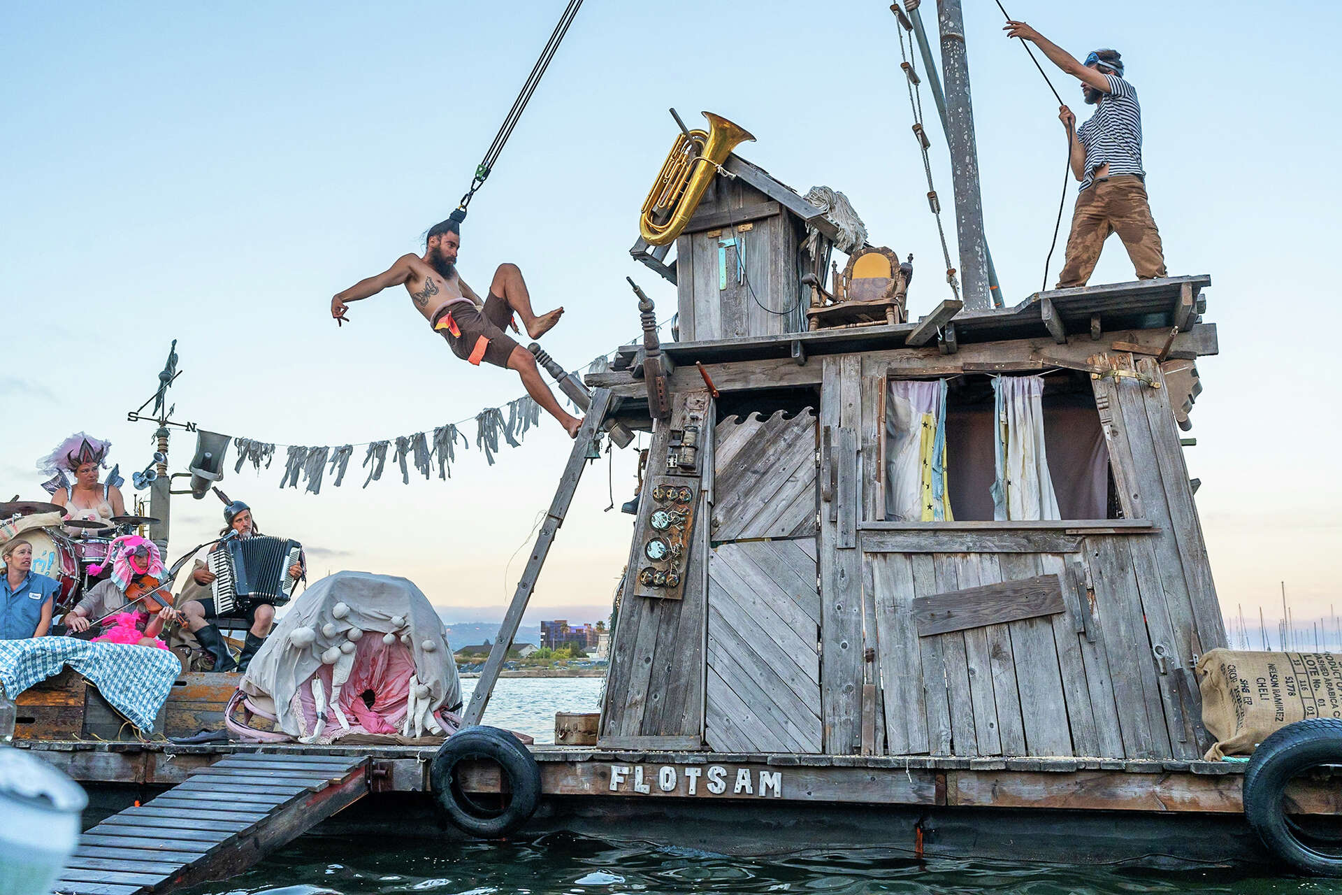 A floating river circus descends on San Francisco's Aquatic Park Cove