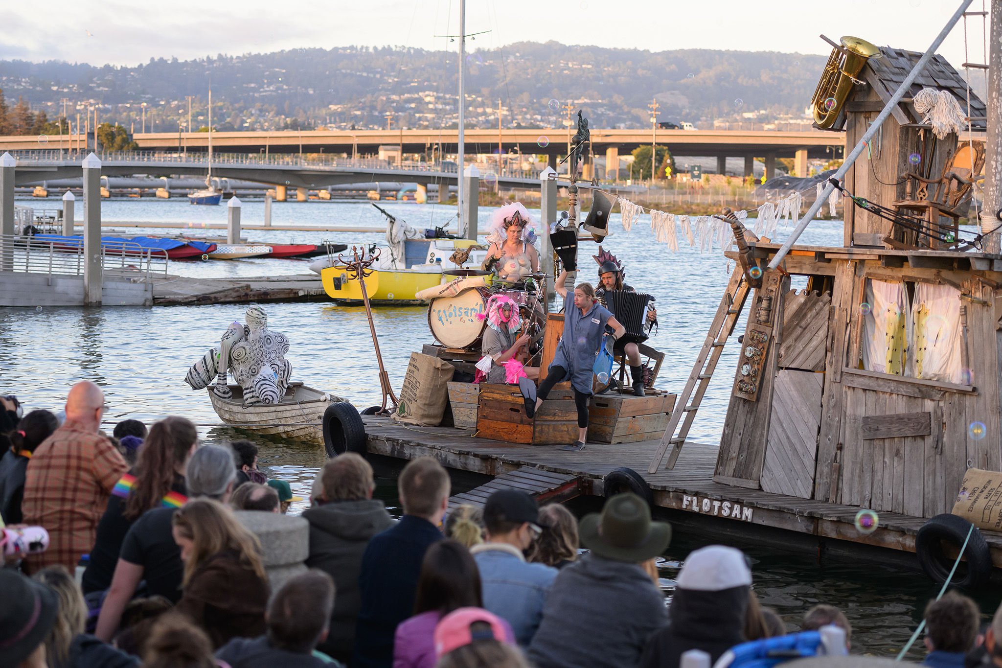 A floating river circus descends on San Francisco's Aquatic Park Cove