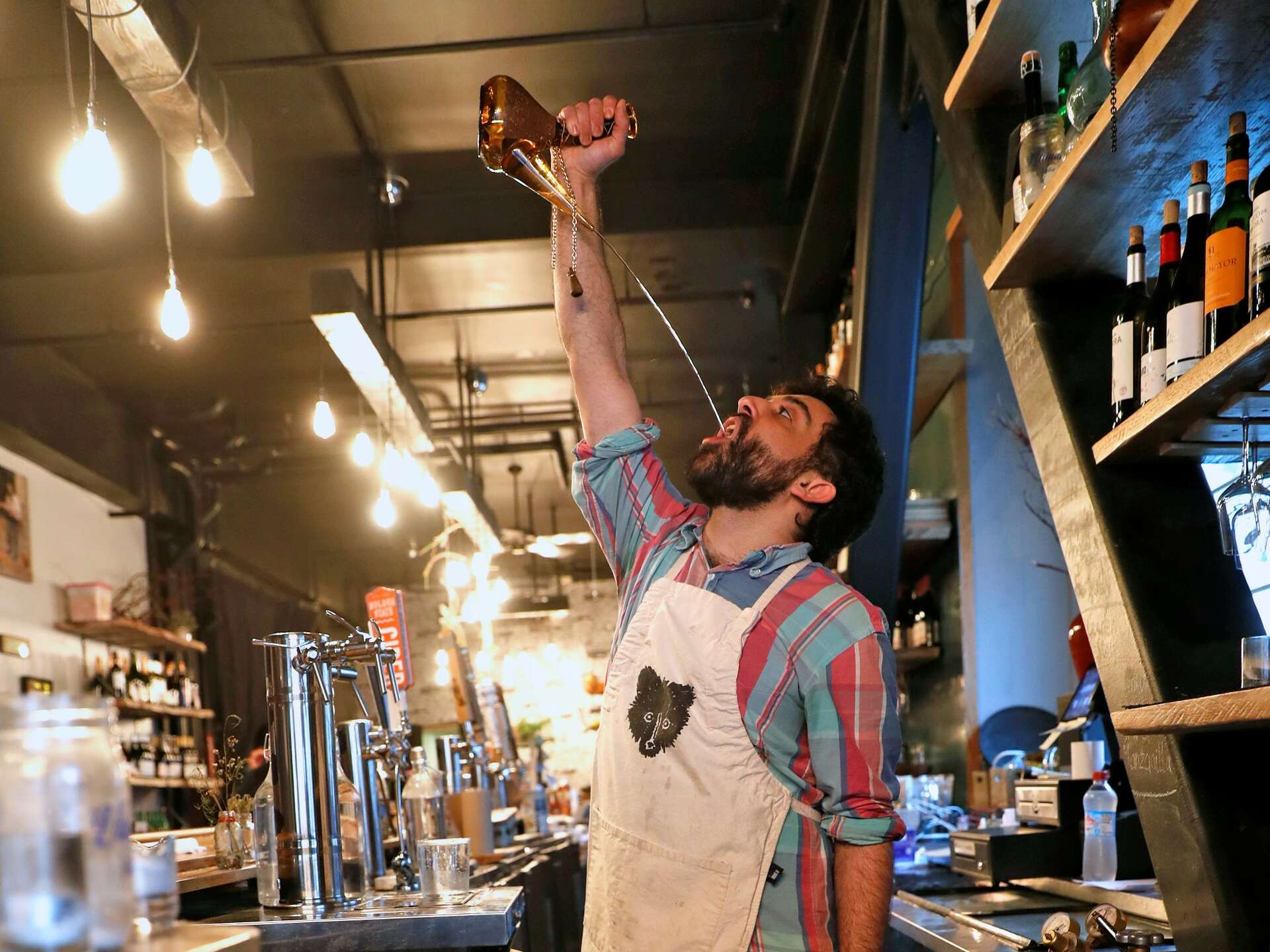 Is that a beer bong at that natural wine bar? Actually, it's an ancient ...