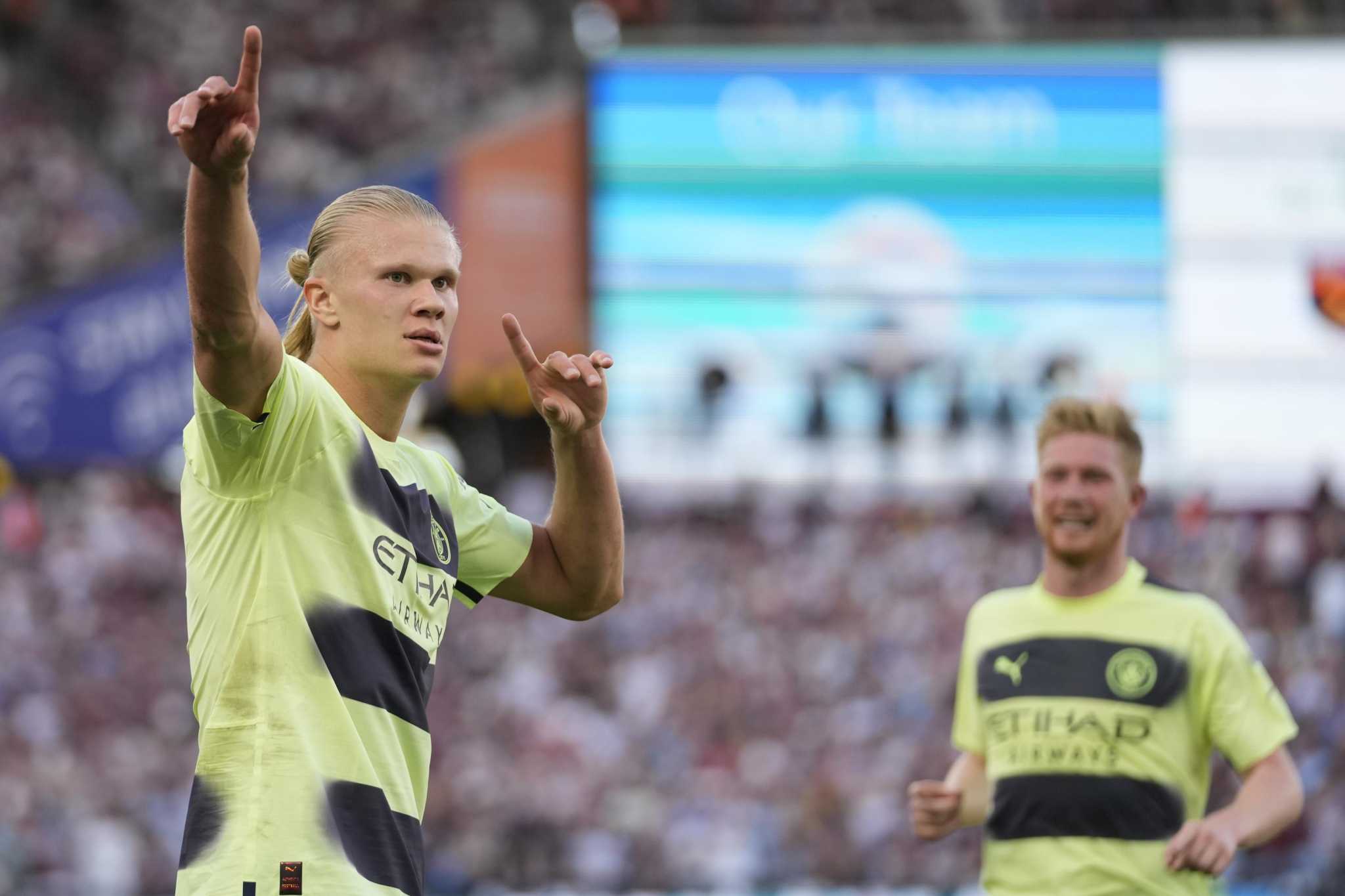 Soccer: Manchester City’s Erling Haaland scores twice in EPL debut