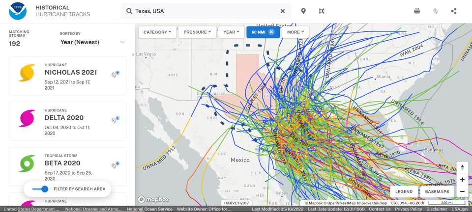 Map: Here's every hurricane to hit Texas since 1842
