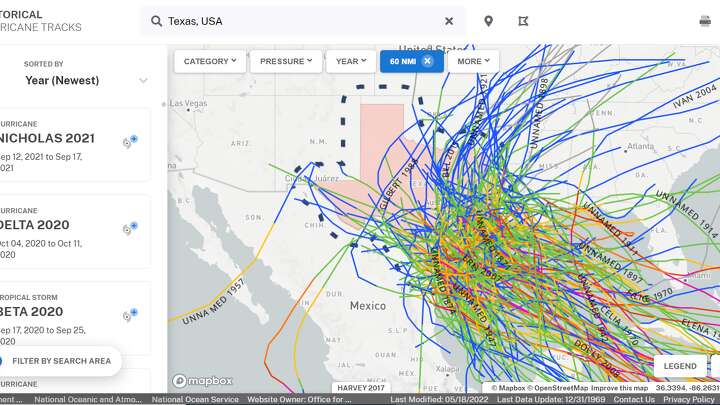 Map: Here's every hurricane to hit Texas since 1842