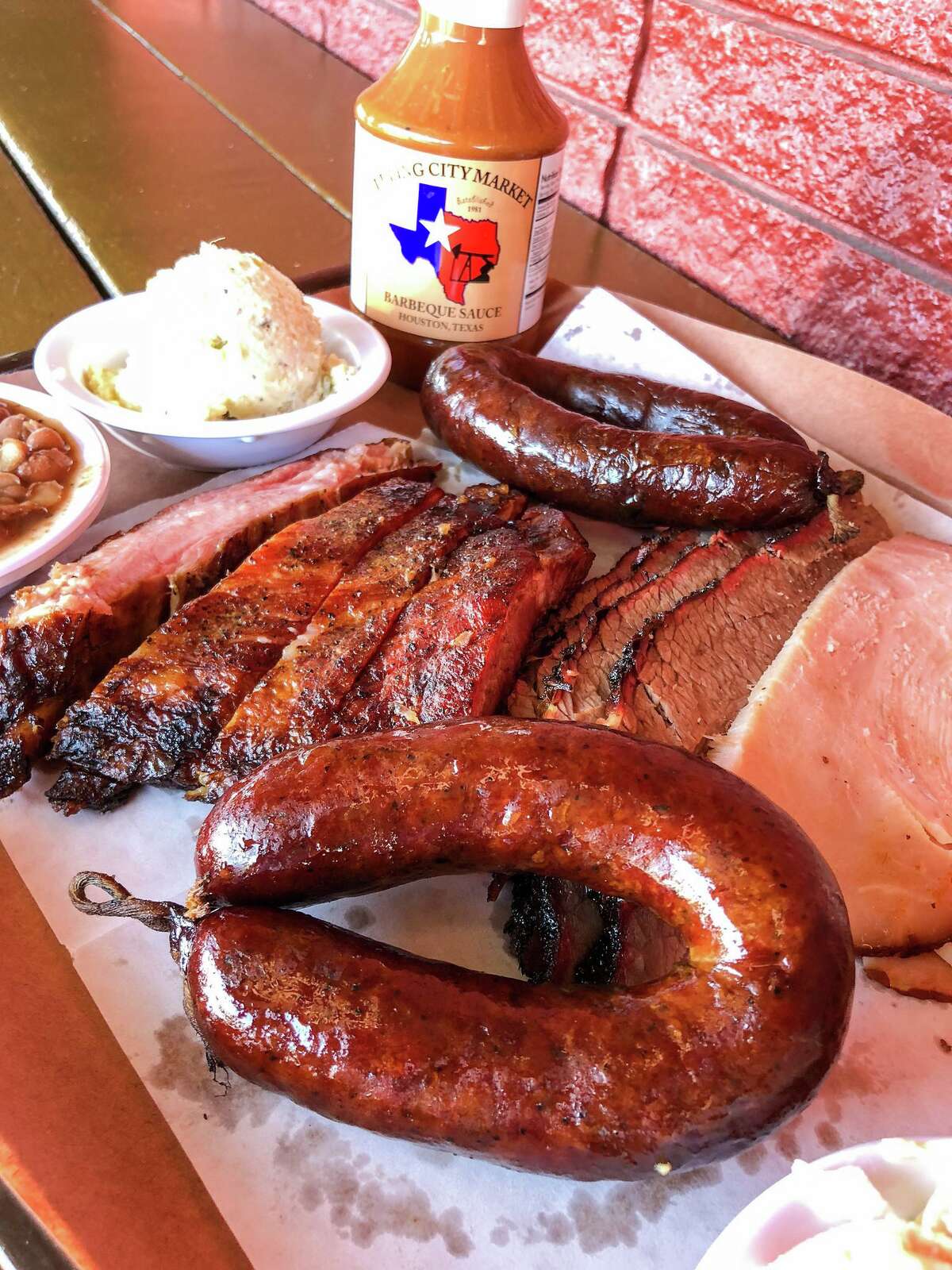 Central Texas hot guts-style sausage served in Houston