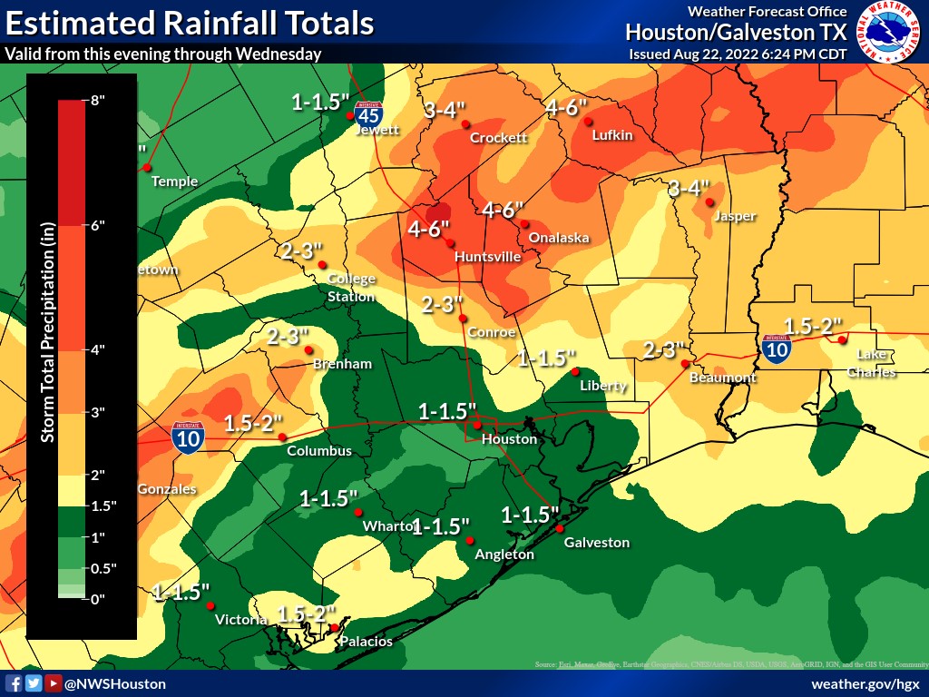Counties north of Houston are under a flood watch