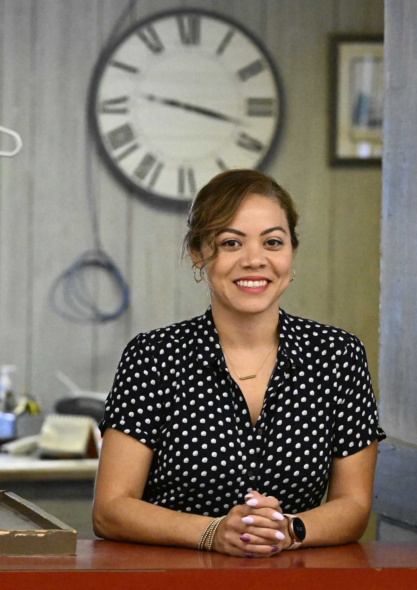 Karen Chavez works to support the backstretch at Saratoga Race Course