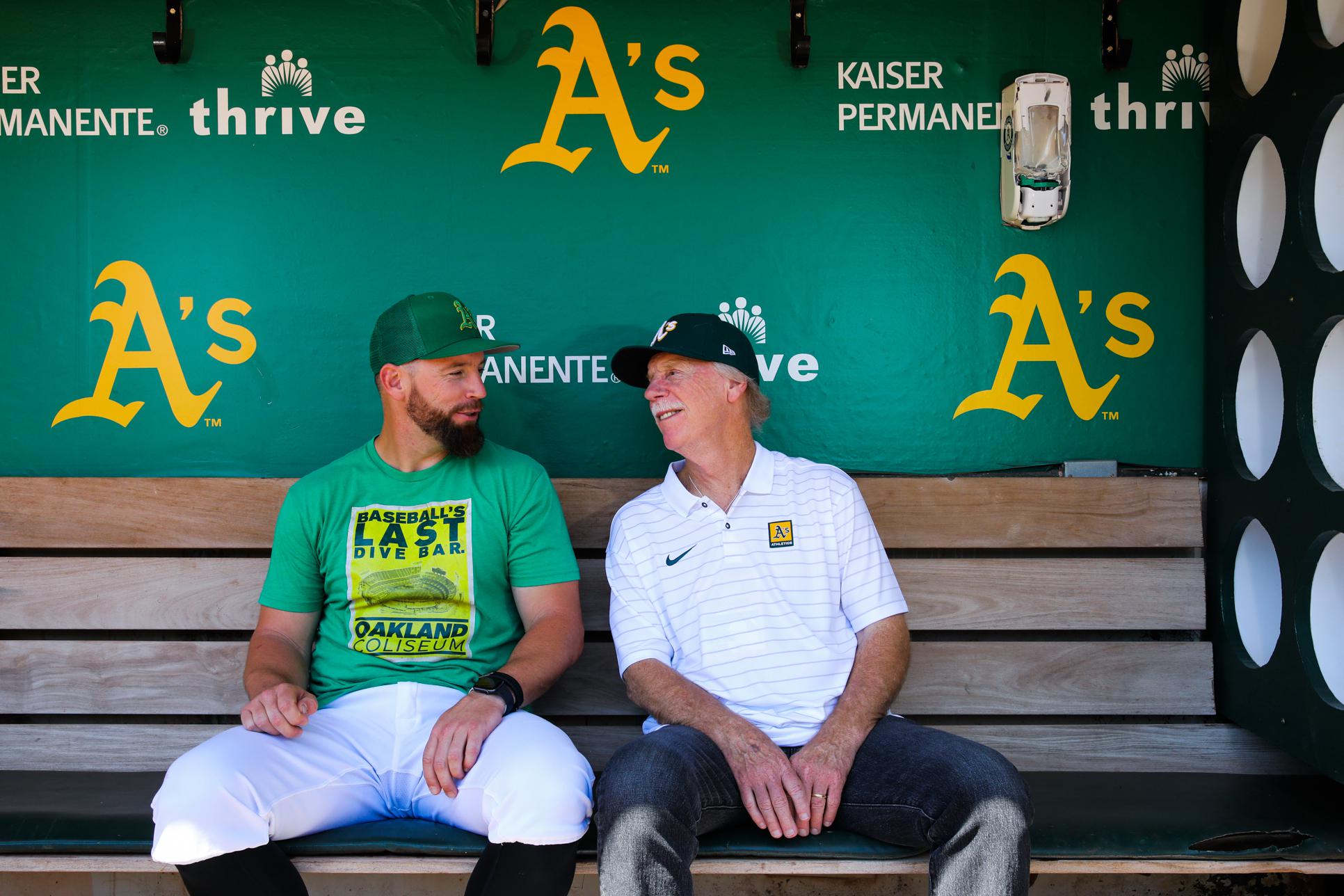 How baseball bonds A’s scout John Hughes and his son, bullpen catcher ...