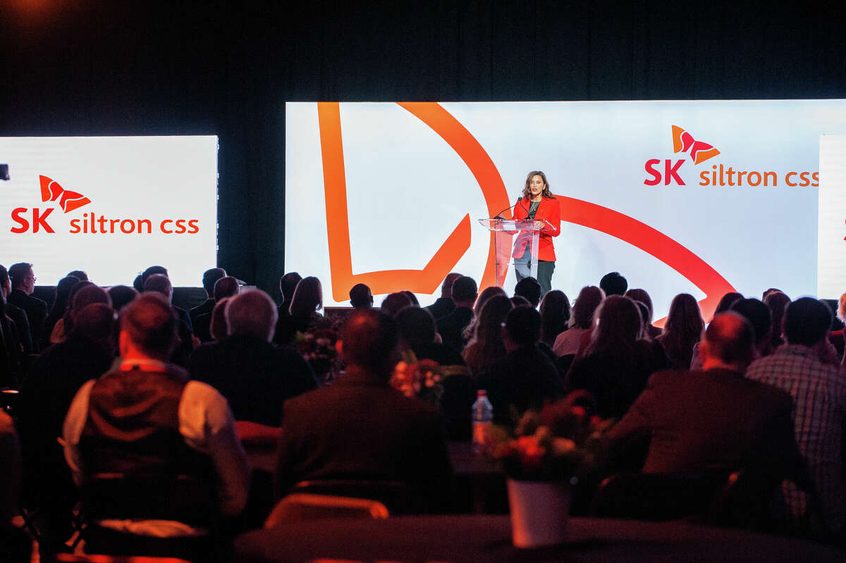 PHOTOS: Whitmer, Kildee visits launch of SK Stiltron plant