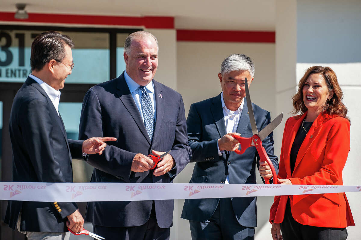 PHOTOS: Whitmer, Kildee visits launch of SK Stiltron plant