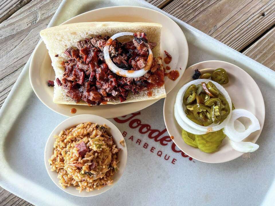 Where to find dirty rice or jambalaya with Texas barbecue in Houston