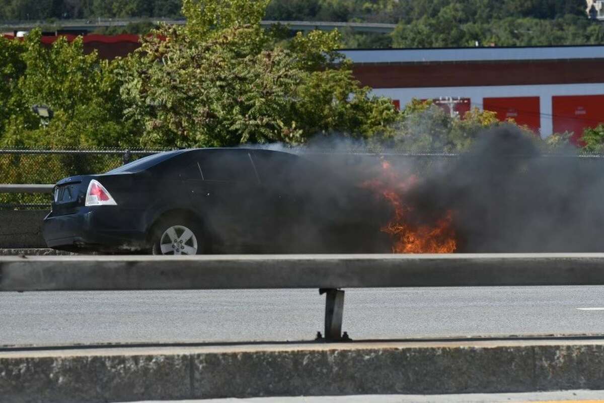 Photo: Car fire slows traffic on I-787, I-90