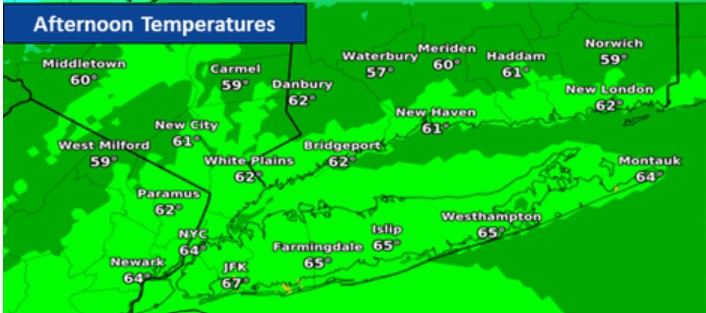 NWS: CT temperatures 10 degrees below normal today